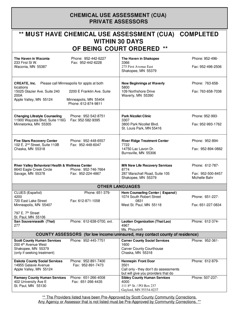 Fillable Online CHEMICAL USE ASSESSMENT (CUA) Fax Email Print - pdfFiller