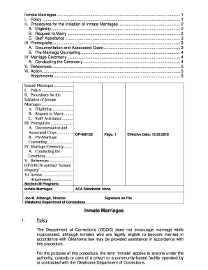 Fillable Online Procedures for the Initiation of Inmate Marriages Fax ...