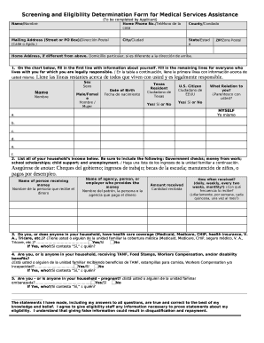 Screening and Eligibility Determination for Medical Services Assistance ...