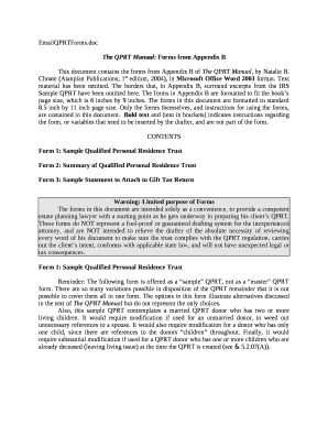 The QPRT Manual: s from Appendix B Doc Template | pdfFiller