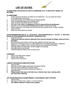 Fillable Online LIST OF DUTIES Fax Email Print - pdfFiller