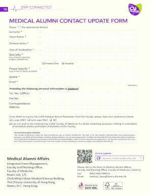 Fillable Online MEDICAL ALUMNI CONTACT UPDATE FORM Fax Email Print ...