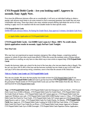 Fillable Online CVS Prepaid Debit Cards - Are you looking cash Fax ...