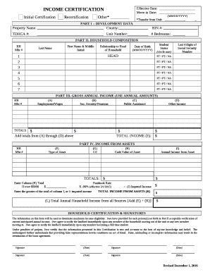 INCOME CERTIFICATION Doc Template | pdfFiller
