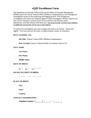 eQIP Enrollment Doc Template | pdfFiller