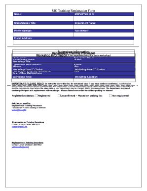 SJC Training Registration Doc Template | pdfFiller