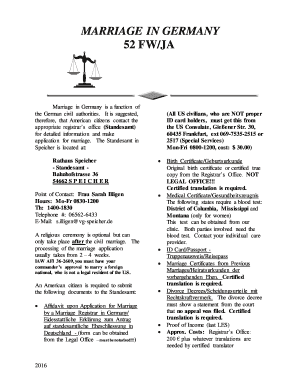 Fillable Online MARRIAGE IN GERMANY Fax Email Print - pdfFiller