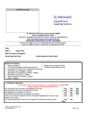 Study Closure Report Doc Template | pdfFiller