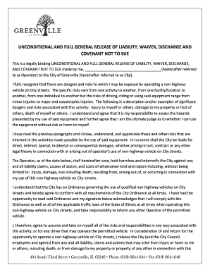 Fillable Online UNCONDITIONAL AND FULL GENERAL RELEASE OF LIABILITY ...