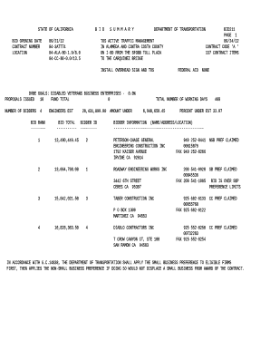 caltrans contract cost data 2017 Doc Template | pdfFiller