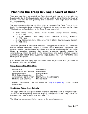 Your son has finally completed his Eagle Project and has set a time ...