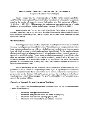 Fillable Online PRIVACY DISCLOSURE STATEMENT AND OPT-OUT NOTICE Fax ...