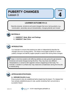 Fillable Online PUBERTY CHANGES Fax Email Print - pdfFiller