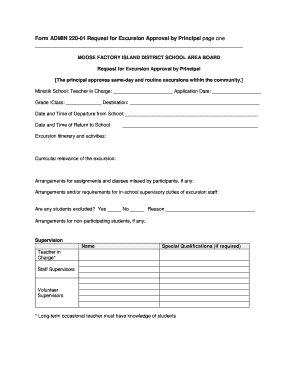 Fillable Online Form ADMIN 220-01 Request for Excursion Approval by ...