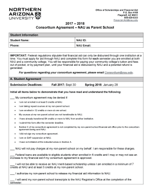 Fillable Online Consortium Agreement NAU as Parent School Fax Email ...