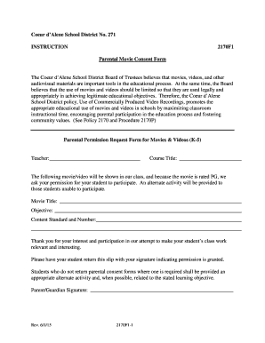 Fillable Online Parental Movie Consent Form Fax Email Print - pdfFiller