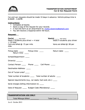 Car & Van Request - az01901095 schoolwires Doc Template | pdfFiller