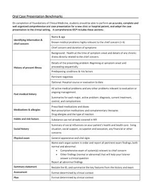 Fillable Online Oral Case Presentation Benchmarks Fax Email Print ...