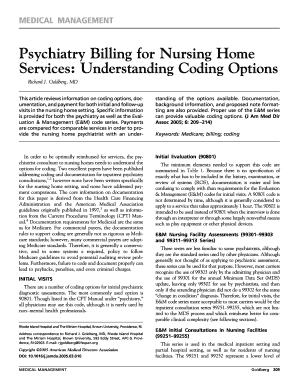 Fillable Online Psychiatry Billing for Nursing Home Fax Email Print ...