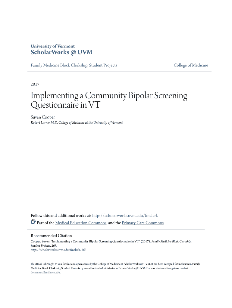 Fillable Online Implementing a Community Bipolar Screening Fax Email ...