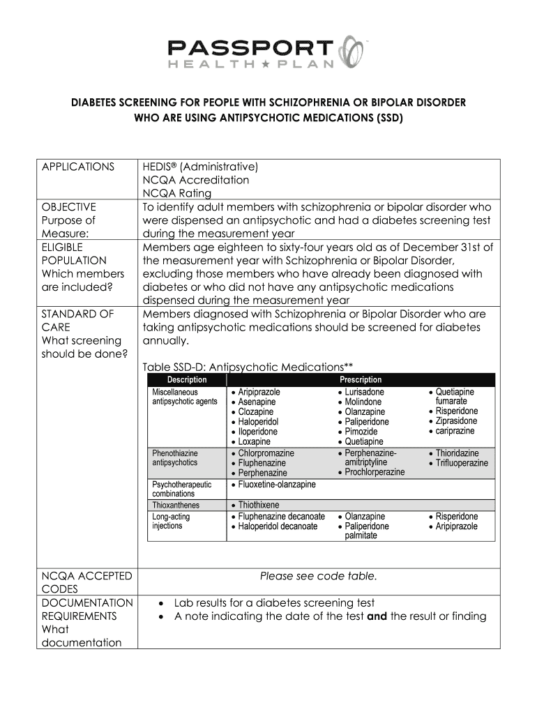 Fillable Online DIABETES SCREENING FOR PEOPLE WITH SCHIZOPHRENIA OR ...