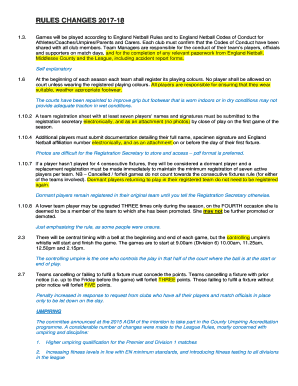 Fillable Online Games will be played according to England Netball Rules ...