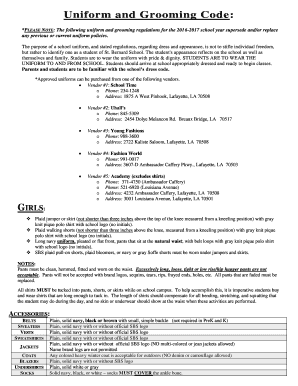 Fillable Online Uniform and Grooming Code: Fax Email Print - pdfFiller