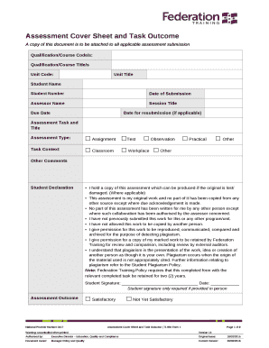 Assessment Cover Sheet and Task Outcome - secure federationtraining edu ...