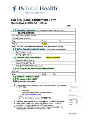 EDI 835 (ERA) Enrollment Doc Template | pdfFiller