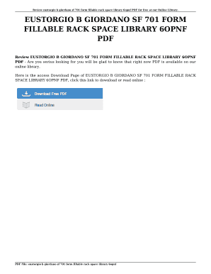 Fillable Online Review eustorgio b giordano sf 701 form fillable rack ...