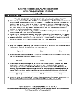 Fillable Online CLASSIFIED PERFORMANCE EVALUATION COVER SHEET Fax Email ...