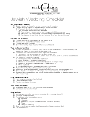 Fillable Online Jewish Wedding Checklist Fax Email Print - pdfFiller