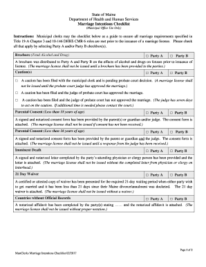 Fillable Online Marriage Intentions Checklist Fax Email Print - pdfFiller