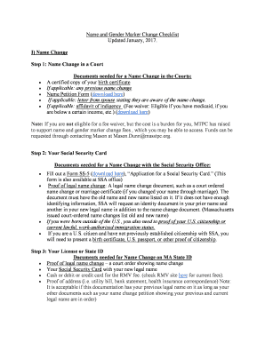 Fillable Online Name and Gender Marker Change Checklist Fax Email Print ...