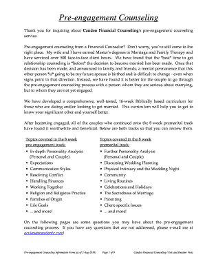 Fillable Online Pre-engagement Counseling Fax Email Print - pdfFiller