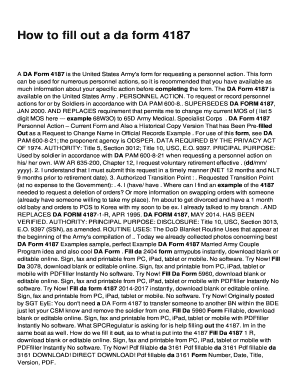 Fillable Online How to fill out a da form 4187 Fax Email Print - pdfFiller