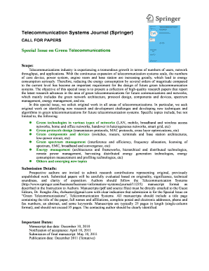 Fillable Online Telecommunication Systems Journal (Springer) Fax Email ...