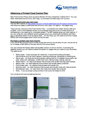 Fillable Online Obtaining a Printed Food Control Plan Fax Email Print ...