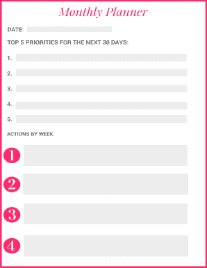 Fillable Online TOP 5 PRIORITIES FOR THE NEXT 30 DAYS: Fax Email Print ...