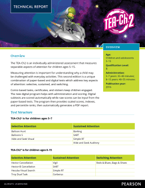 Fillable Online The TEA-Ch2 is an individually administered assessment ...
