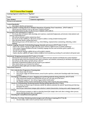 Fillable Online PACT Lesson Plan Template Fax Email Print - pdfFiller