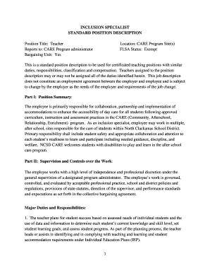 Fillable Online INCLUSION SPECIALIST Fax Email Print - pdfFiller