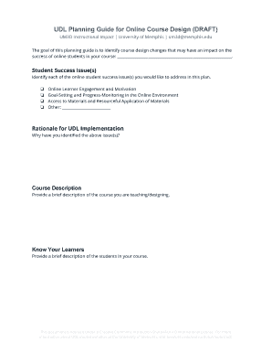 Fillable Online UDL Planning Guide for Online Course Design (DRAFT) Fax Email Print - pdfFiller