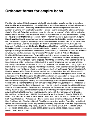 Fillable Online Orthonet forms for empire bcbs Fax Email Print - pdfFiller