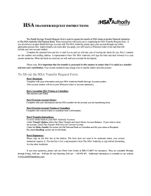 Fillable Online HSA TRANSFER REQUEST INSTRUCTIONS Fax Email Print ...