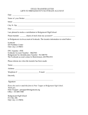 Fillable Online STOCK TRANSFER LETTER Fax Email Print - pdfFiller