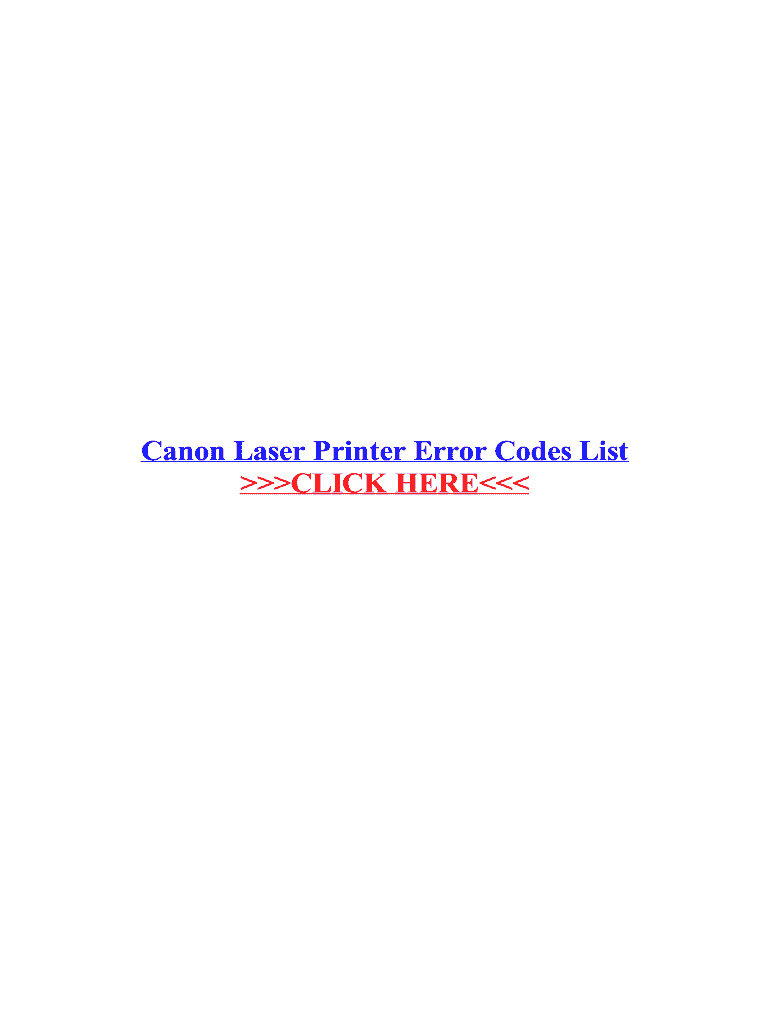 Fillable Online Canon Laser Printer Error Codes List Fax Email Print ...