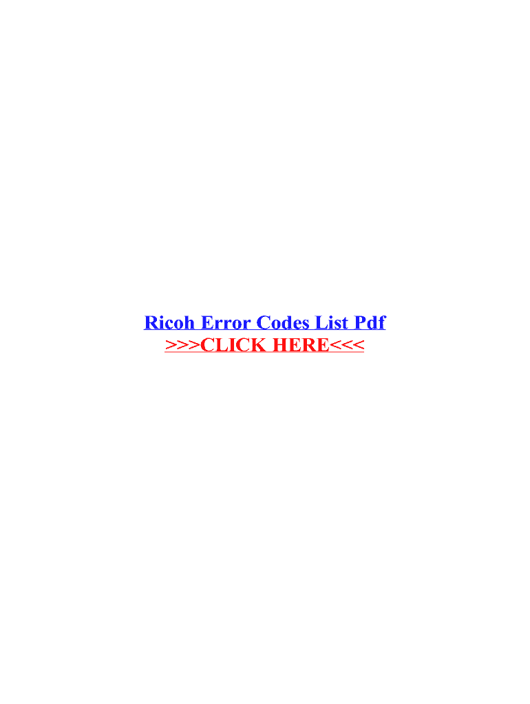 Fillable Online Ricoh Error Codes List Pdf Fax Email Print PdfFiller Fillable Online Ricoh Error Codes List Pdf Fax Email Print PdfFiller