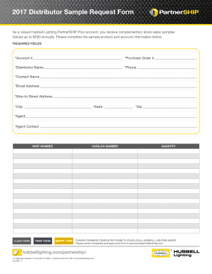 Fillable Online 2017 Distributor Sample Request Form Fax Email Print ...
