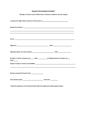 Fillable Online REQUEST FOR ADVANCE PAYMENT* Fax Email Print - pdfFiller